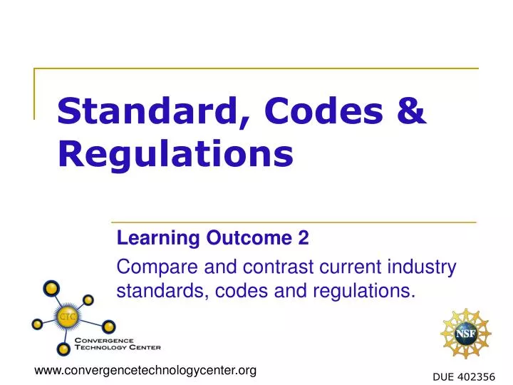 PPT - Standard, Codes & Regulations PowerPoint Presentation, free ...