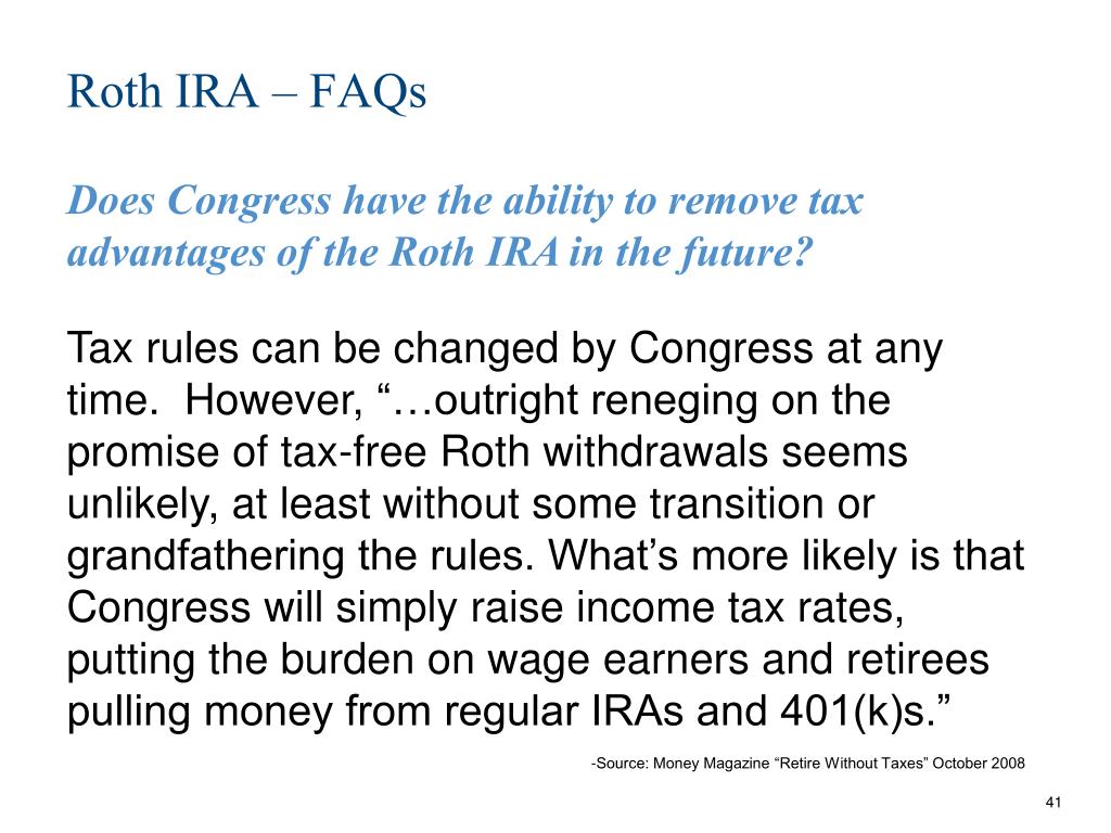 PPT - The Roth IRA in 2010 America’s New Tax Break PowerPoint ...