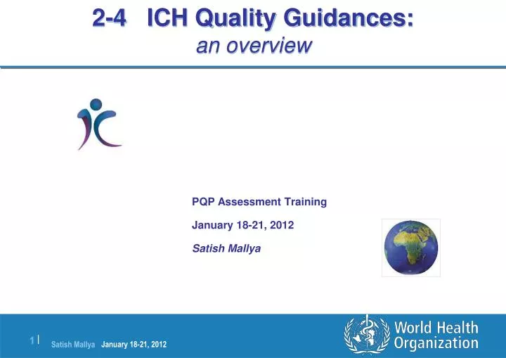PPT - 2-4 ICH Quality Guidances : an overview PowerPoint Presentation ...