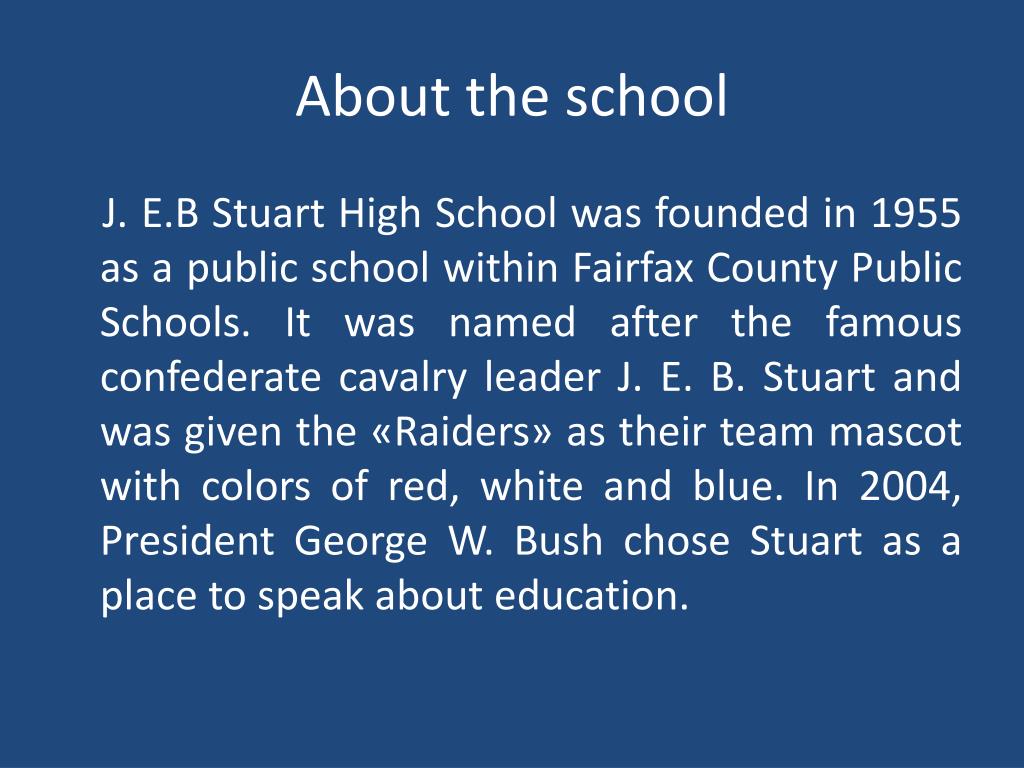 PPT - J.E.B. Stuart High School A Fairfax County Public School HOME OF ...