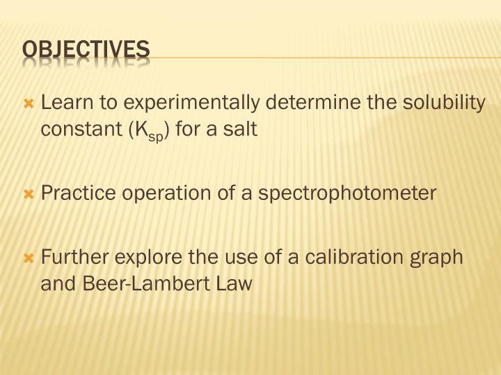 PPT - Determination of the solubility-product constant for a sparingly ...