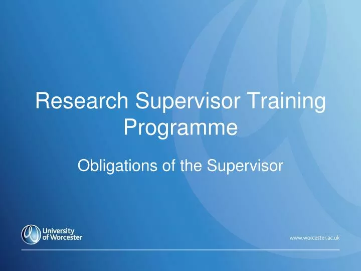 PPT - Research Supervisor Training Programme PowerPoint Presentation ...