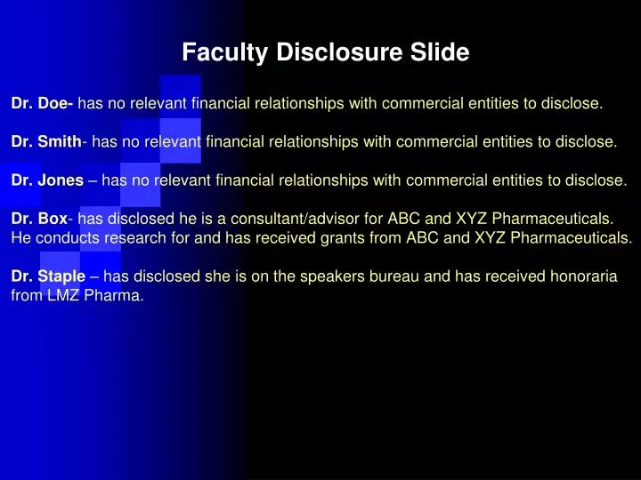 PPT - Faculty Disclosure Slide PowerPoint Presentation, free download ...