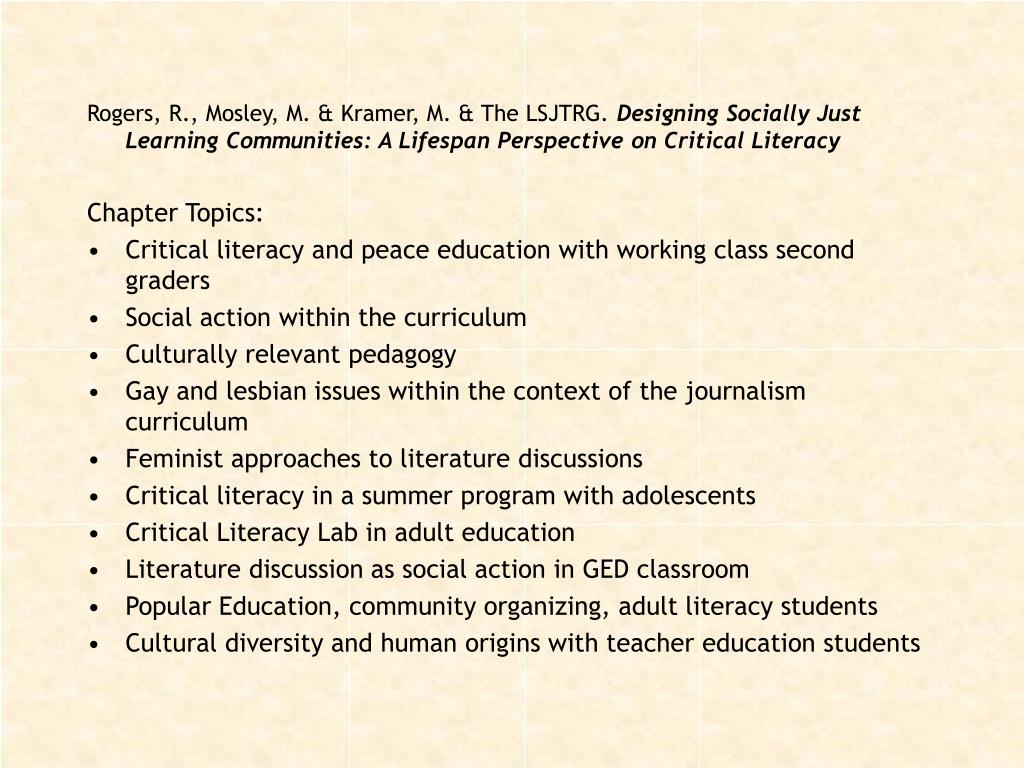 PPT - Literacy for Social Justice Teacher Research Group PowerPoint ...