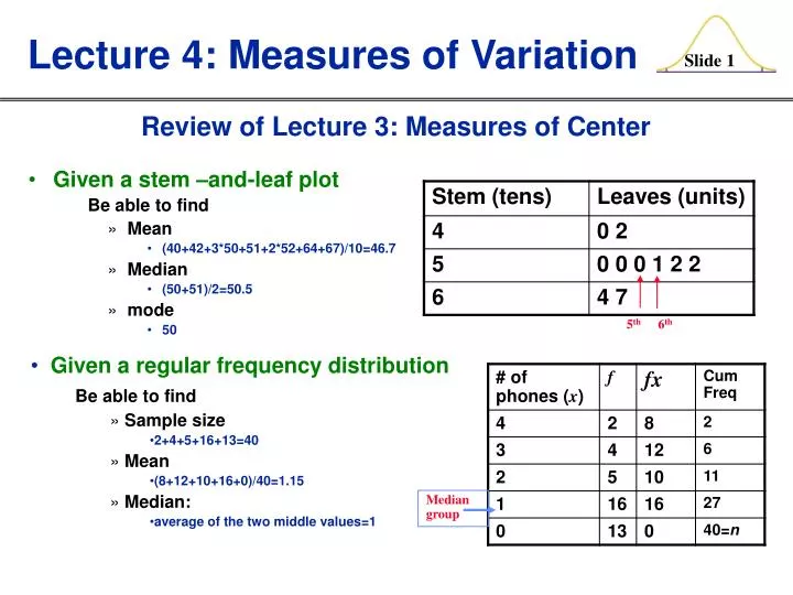 PPT - Lecture 4: Measures of Variation PowerPoint Presentation, free download - ID:6690754