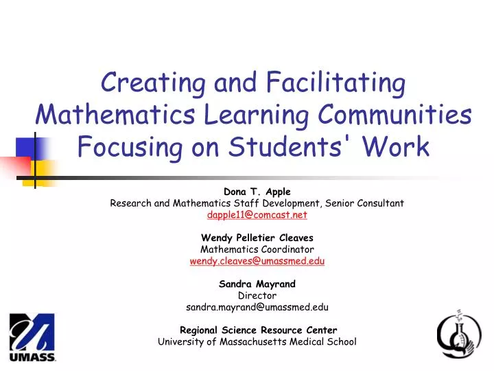 PPT - Creating and Facilitating Mathematics Learning Communities ...