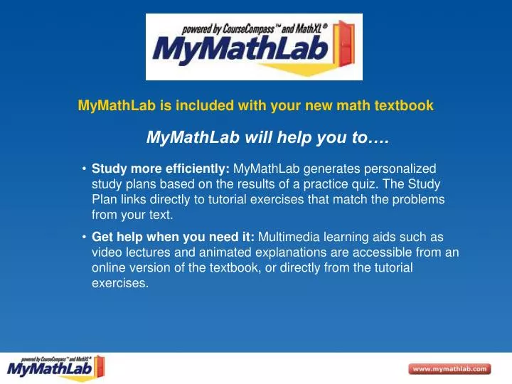 PPT - MyMathLab is included with your new math textbook PowerPoint ...
