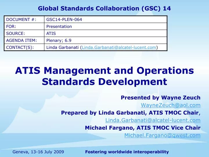 PPT - Global Standards Collaboration (GSC) 14 PowerPoint Presentation ...