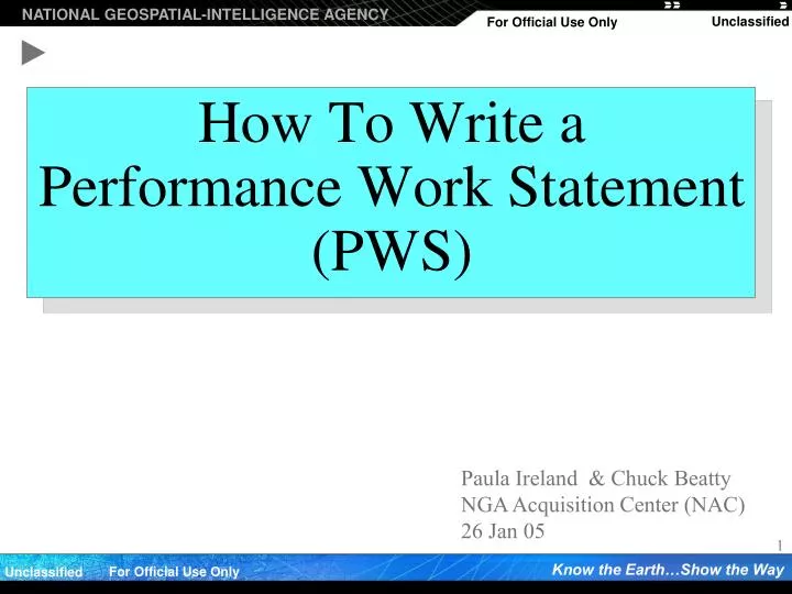PPT - How To Write a Performance Work Statement (PWS) PowerPoint ...