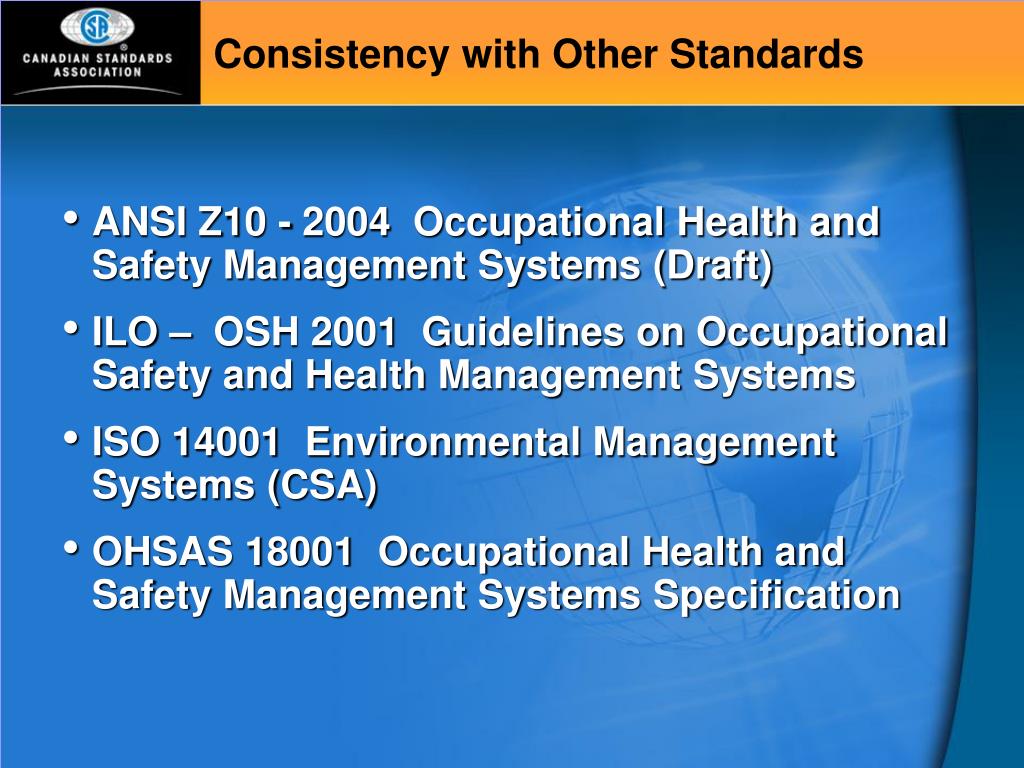PPT - Canadian Standards Association Z1000, OHS Management Systems Dave ...
