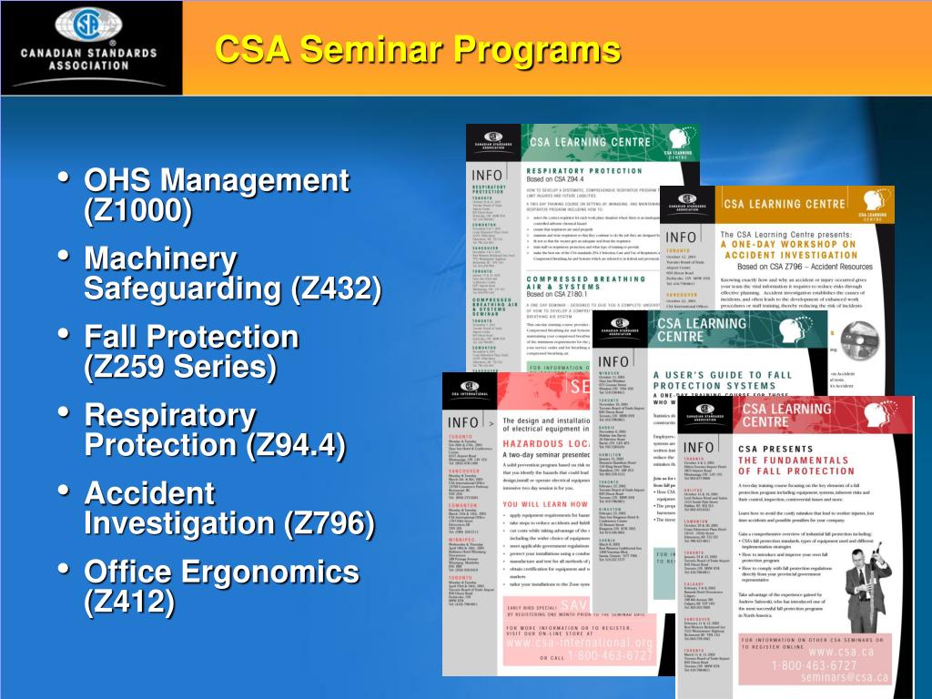 PPT - Canadian Standards Association Z1000, OHS Management Systems Dave ...
