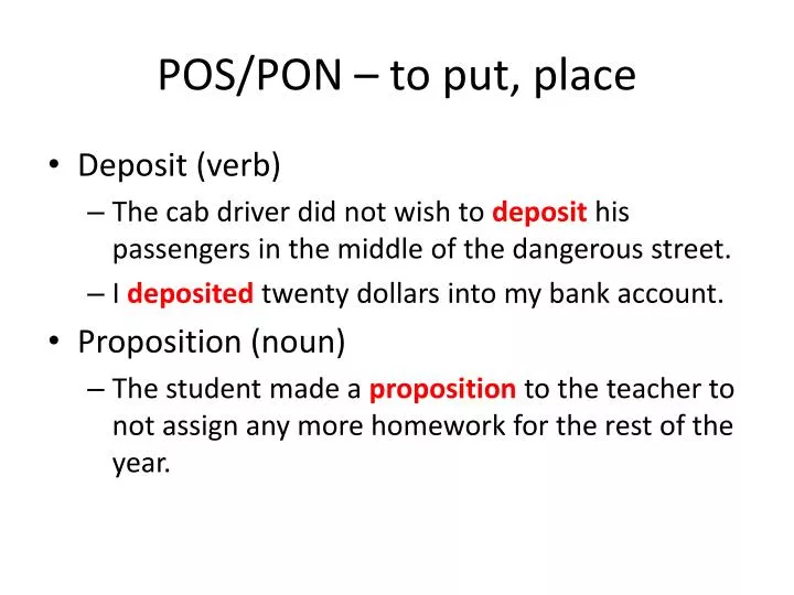 PPT - POS/PON – to put, place PowerPoint Presentation, free download ...