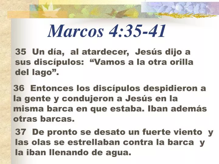 PPT - Marcos 4:35-41 PowerPoint Presentation, free download - ID:6695481