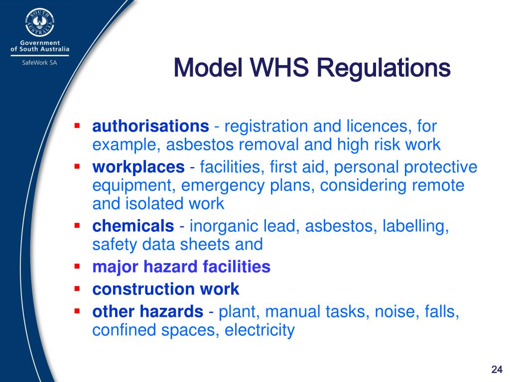 Ppt National Model Ohs Laws And Their Impact In South Australia