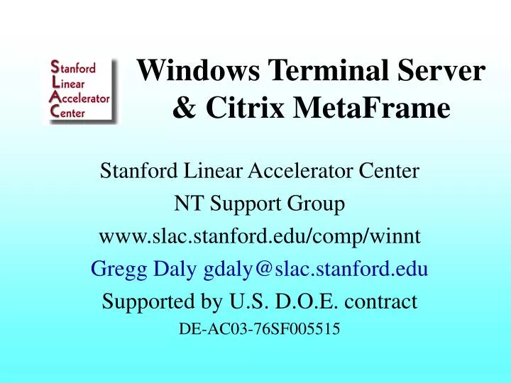 PPT - Windows Terminal Server & Citrix MetaFrame PowerPoint ...