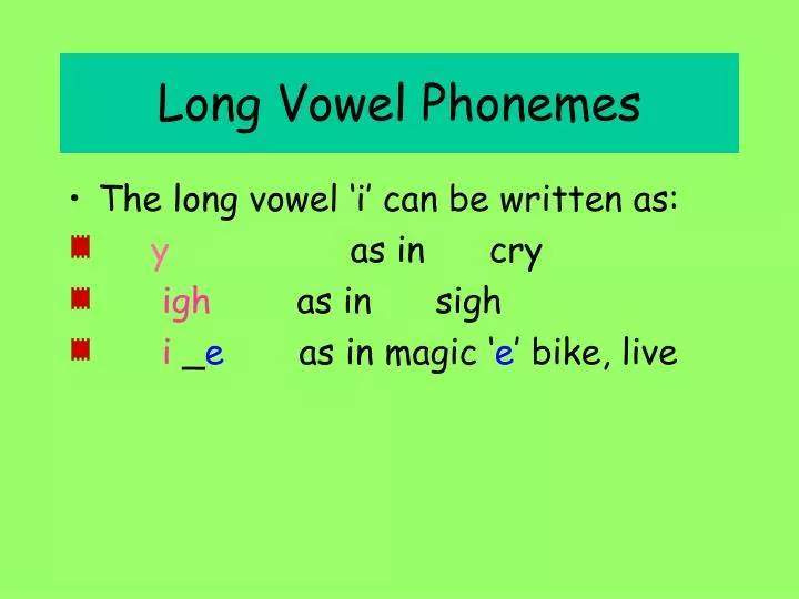 PPT - Long Vowel Phonemes PowerPoint Presentation, free download - ID ...