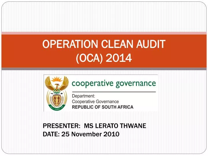 PPT - OPERATION CLEAN AUDIT (OCA) 2014 PowerPoint Presentation, free download - ID:6701732