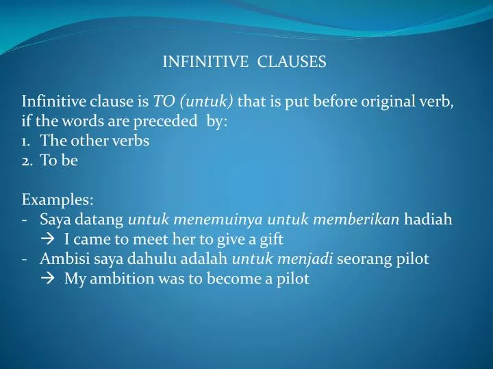 PPT - INFINITIVE CLAUSES PowerPoint Presentation, free download - ID ...