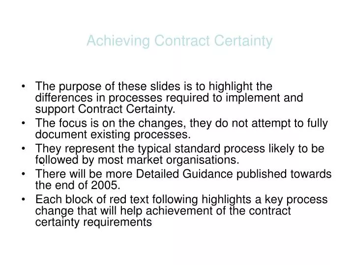 PPT - Achieving Contract Certainty PowerPoint Presentation, free ...
