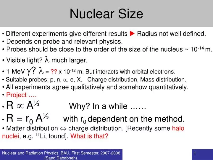 PPT - Nuclear Size PowerPoint Presentation, free download - ID:6703640