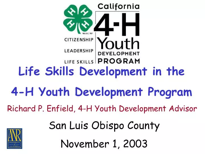PPT - Life Skills Development in the 4-H Youth Development Program ...