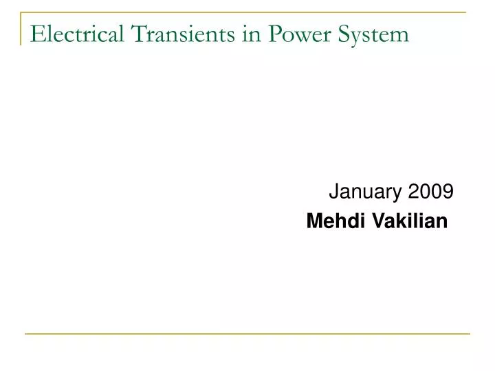 PPT - Electrical Transients in Power System PowerPoint Presentation ...
