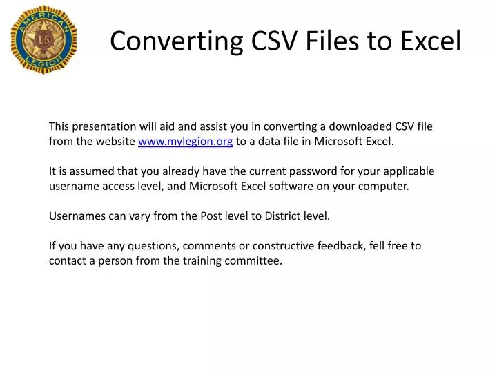 PPT - Converting CSV Files to Excel PowerPoint Presentation, free download - ID:6705671