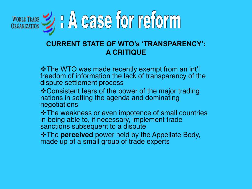 PPT - Reforming WTO: Addressing National Interests and DSU Transparency ...