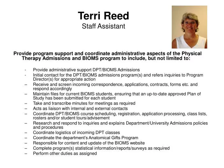 PPT - Terri Reed Staff Assistant PowerPoint Presentation, free download ...
