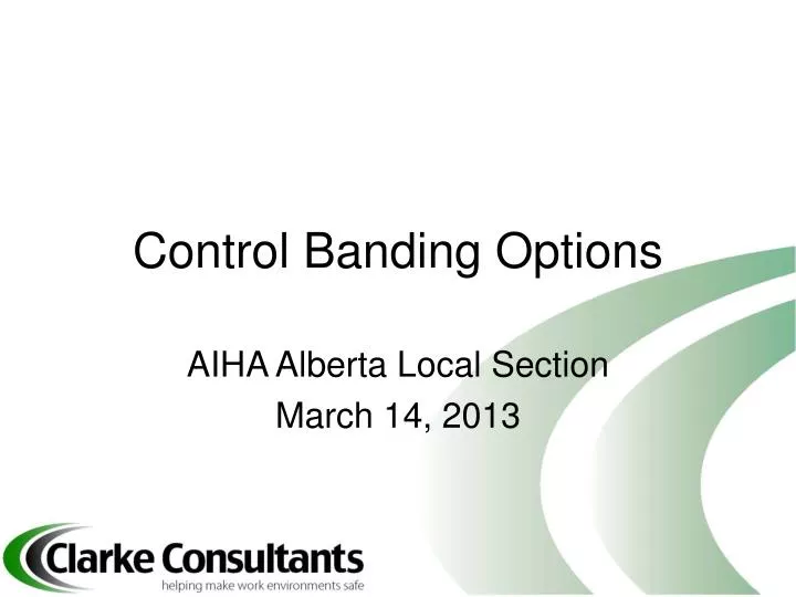 PPT - Control Banding Options PowerPoint Presentation, free download ...