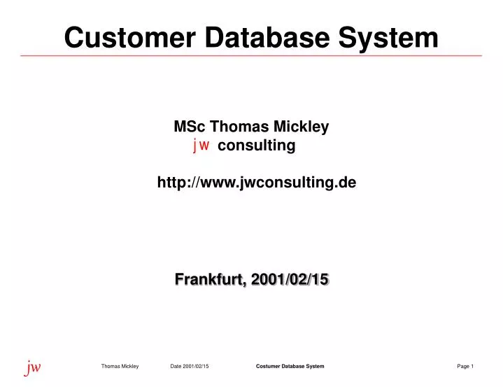 PPT - C u st o mer Database System PowerPoint Presentation, free ...