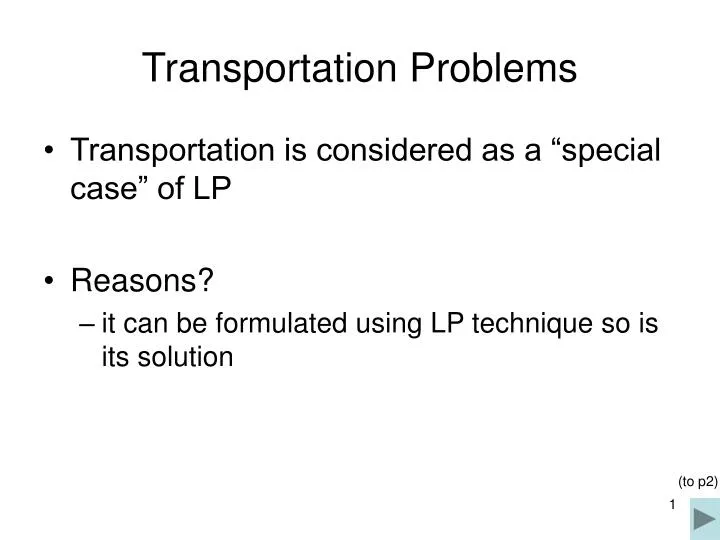 PPT - Transportation Problems PowerPoint Presentation, free download ...