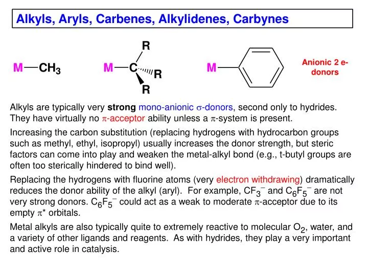 PPT - Alkyls, Aryls, Carbenes , Alkylidenes , Carbynes PowerPoint ...
