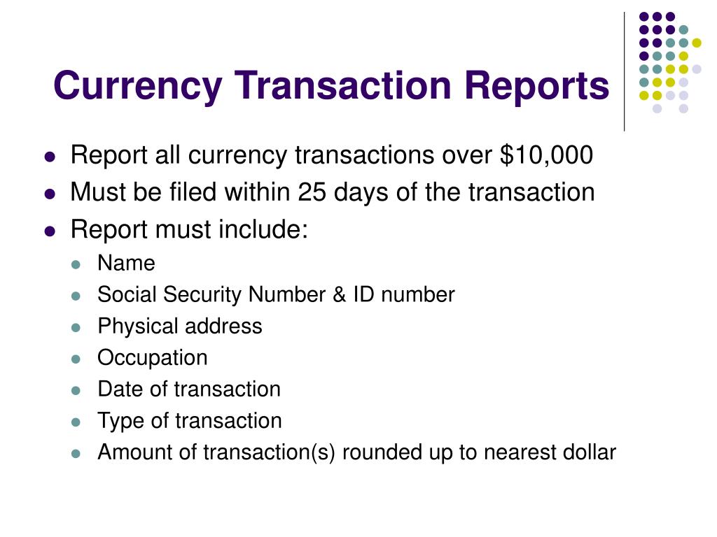 Large currency transaction report form - defensemine