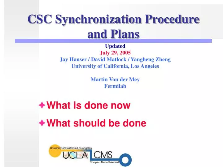 PPT - CSC Synchronization Procedure and Plans PowerPoint Presentation ...