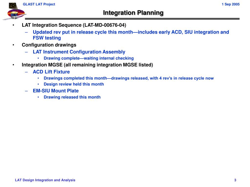 PPT - LAT Monthly Status Review 1 Sep 2005 Design Integration and ...