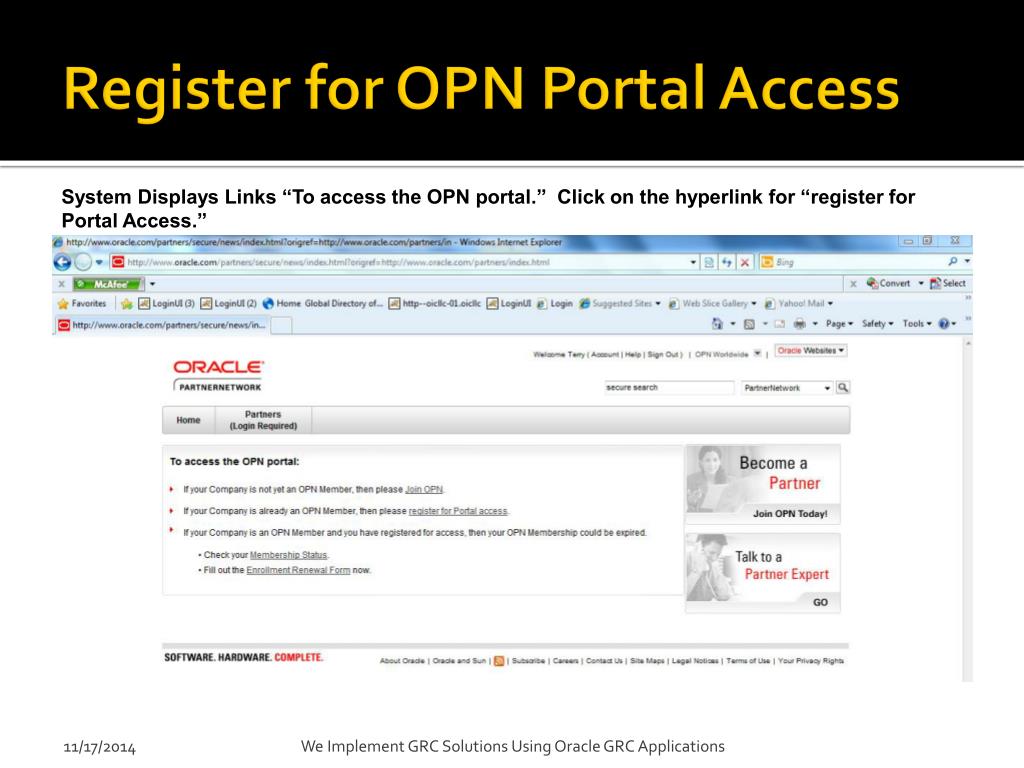 PPT - Accessing the OIC Oracle Partner Network (OPN) Portal PowerPoint ...