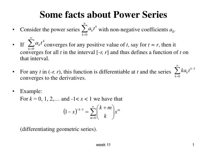 PPT - Some facts about Power Series PowerPoint Presentation, free ...