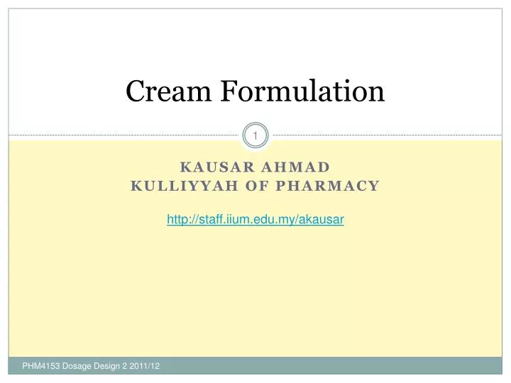 PPT - Cream Formulation PowerPoint Presentation, free download - ID:6720479