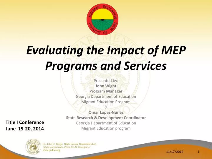 PPT - Evaluating the Impact of MEP Programs and Services PowerPoint ...