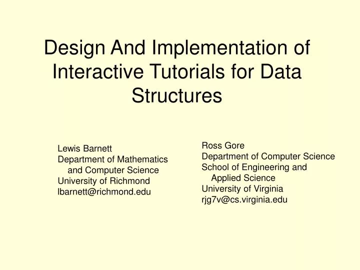 PPT - Design And Implementation of Interactive Tutorials for Data ...