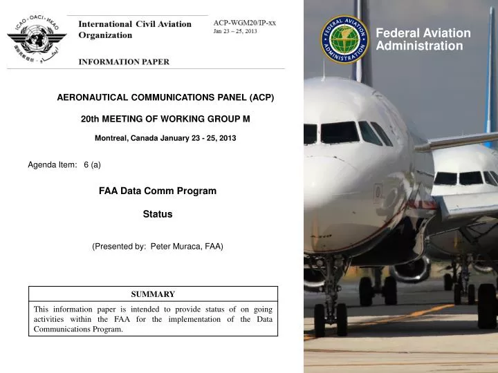PPT - AERONAUTICAL COMMUNICATIONS PANEL (ACP) 20th MEETING OF WORKING GROUP M PowerPoint ...