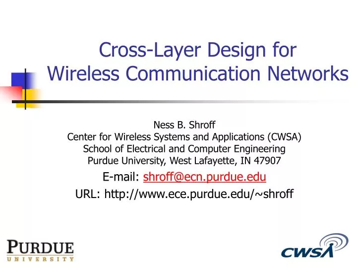 Ppt Cross Layer Design For Wireless Communication Networks Powerpoint