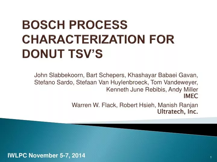 PPT - Bosch Process Characterization for Donut TSV’s PowerPoint ...