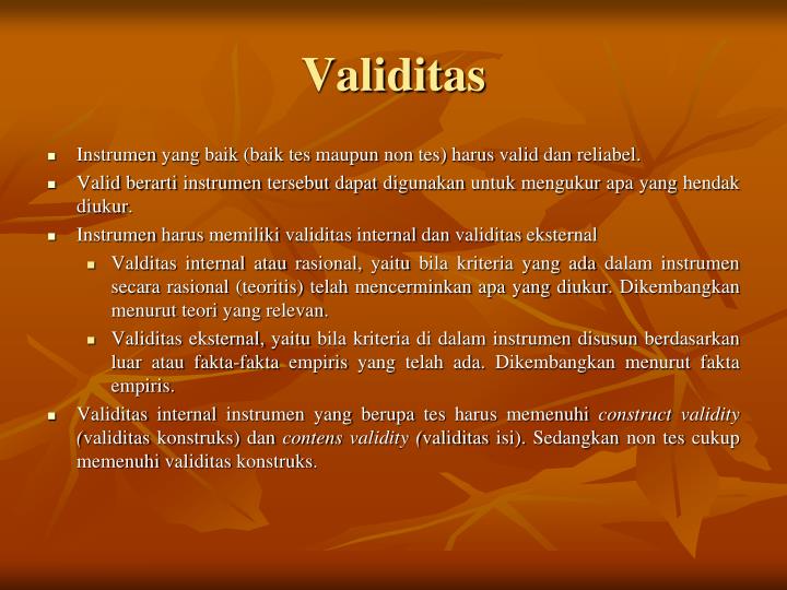 PPT - UJI VALIDITAS DAN RELIABILITAS PowerPoint Presentation - ID:6728530