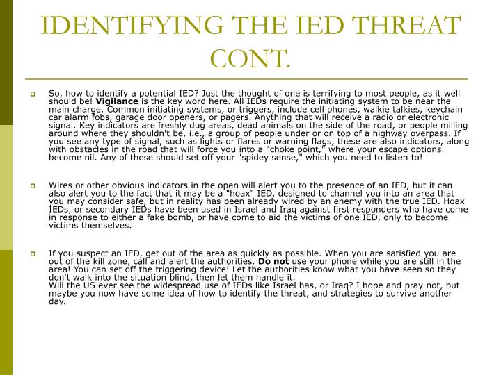 PPT - REACT TO A POSSIBLE IMPROVISED EXPLOSIVE DEVICE PowerPoint ...