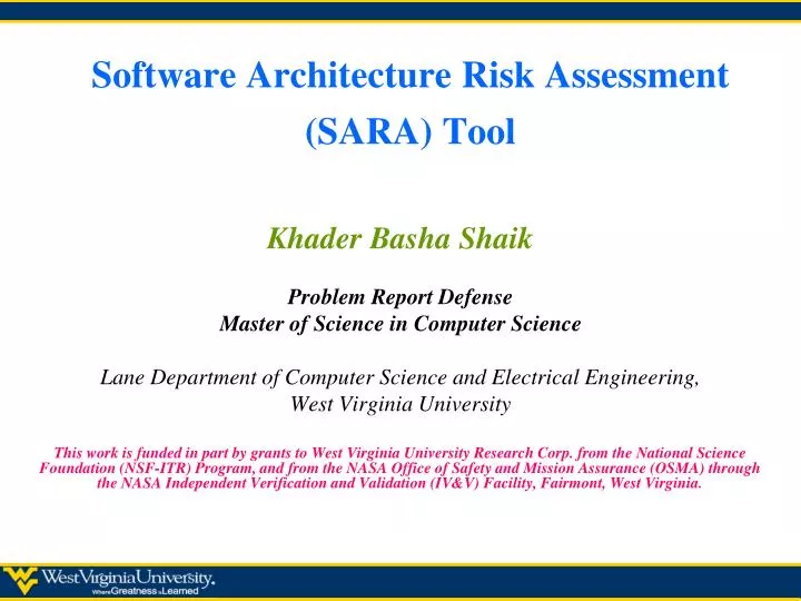 PPT - Software Architecture Risk Assessment (SARA) Tool PowerPoint ...
