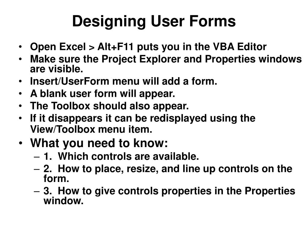 PPT - User Forms PowerPoint Presentation, free download - ID:6731780