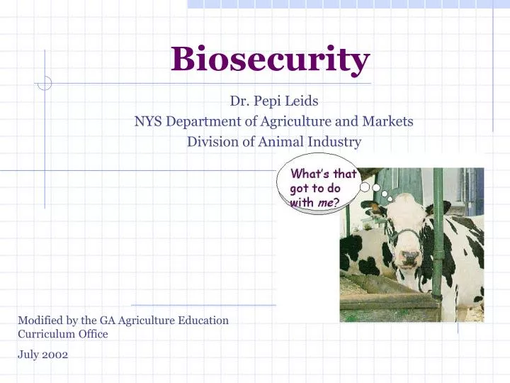 PPT - Biosecurity PowerPoint Presentation, free download - ID:6733401