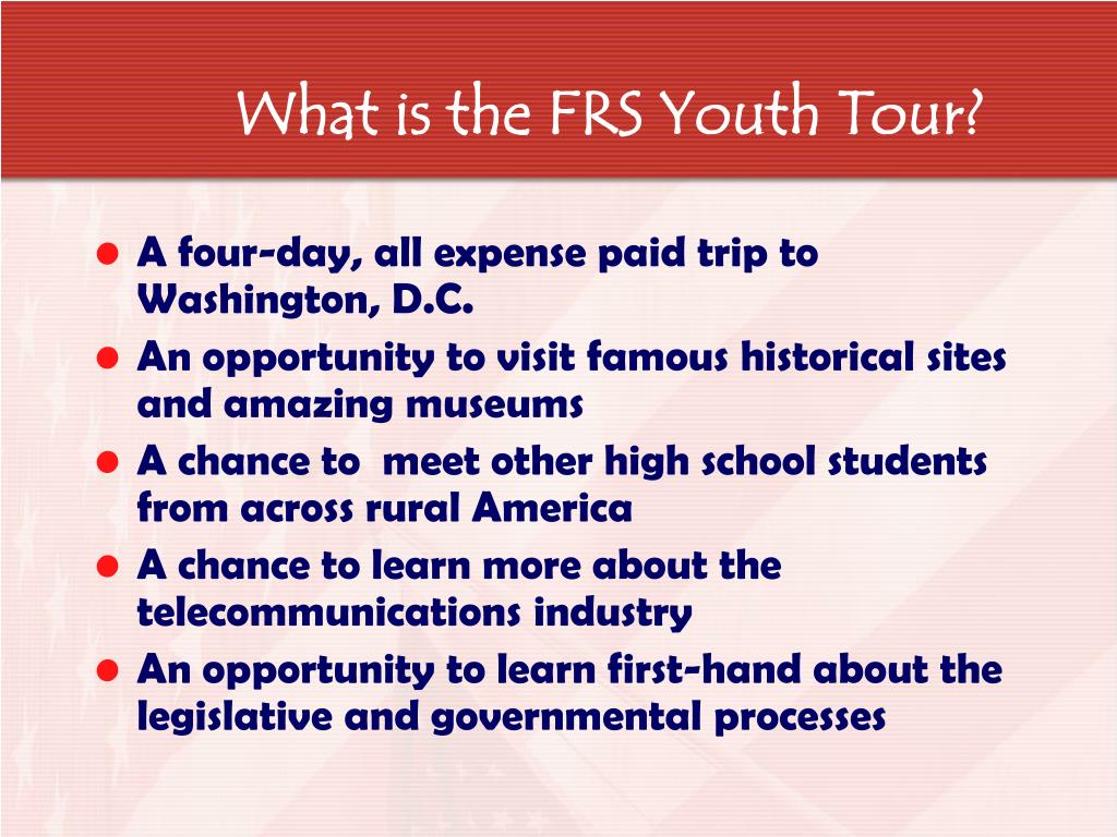 PPT - The Foundation for Rural Service (FRS) Youth Tour June 1-5, 2013 ...